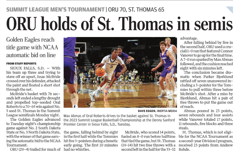St. Thomas vs. ORU - Men's Basketball - ORU Sports